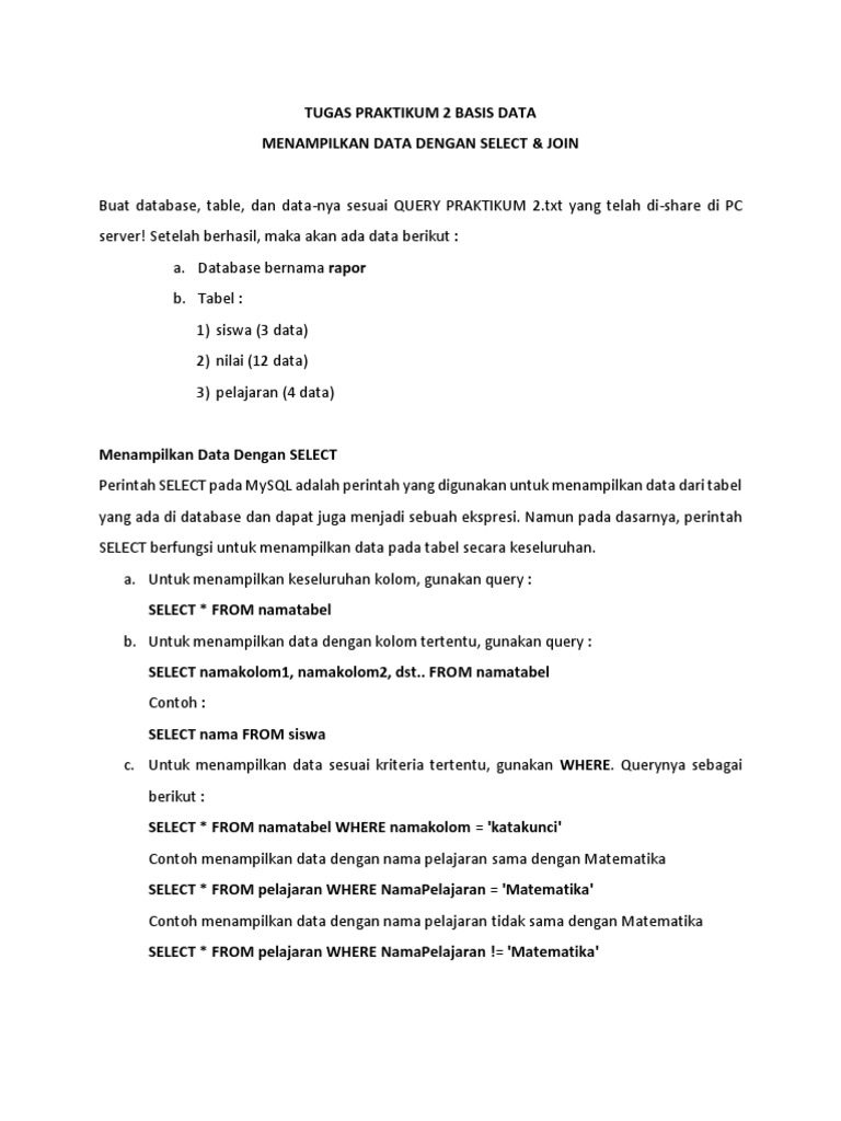 Tugas Praktikum 2 Basis Data | PDF