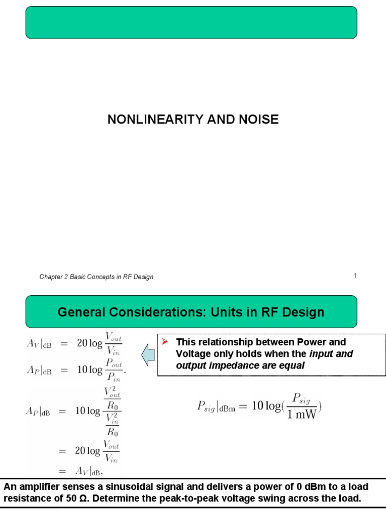 1.1 Nonlinearity and Noise | PDF | Amplifier | Field Effect Transistor