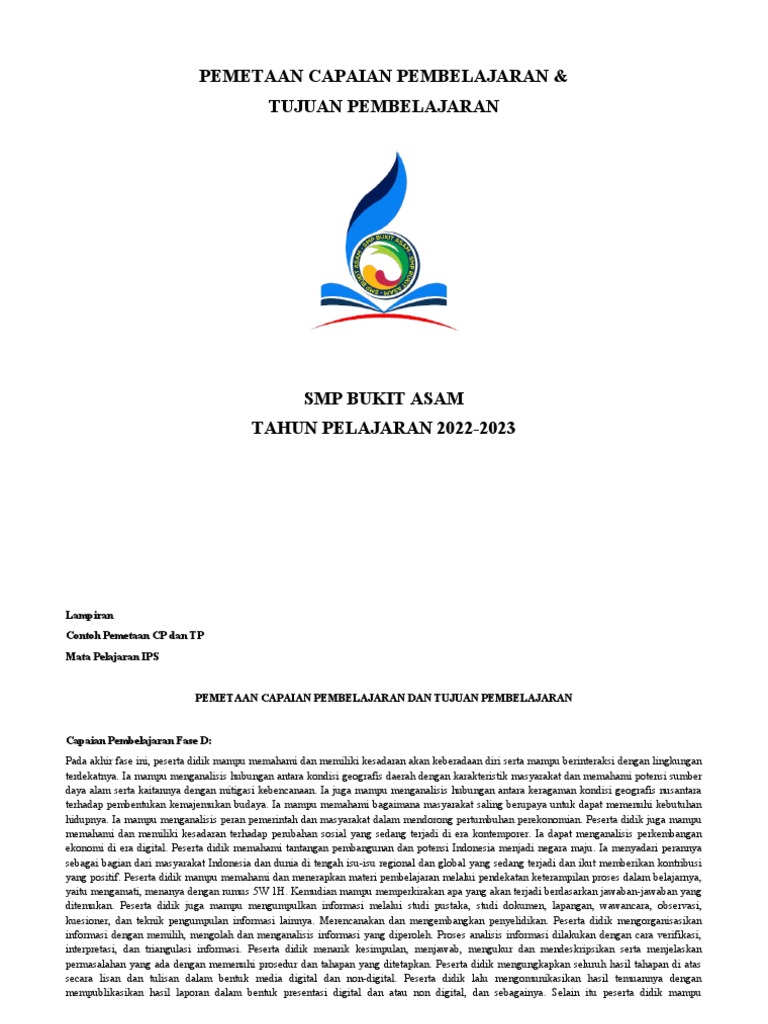 Pemetaan CP Dan TP IPS Kls 7,8,9 | PDF