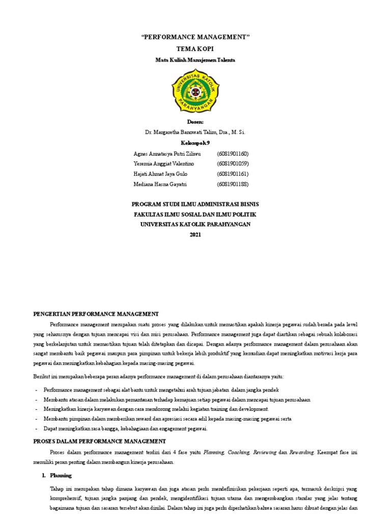 Performance Management - Kelompok 9 - Kelas A - Tema Kopi | PDF