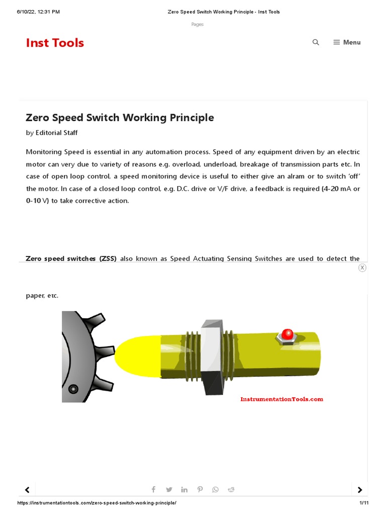 Zero Speed Switch Working Principle - Inst Tools | PDF | Relay | Switch