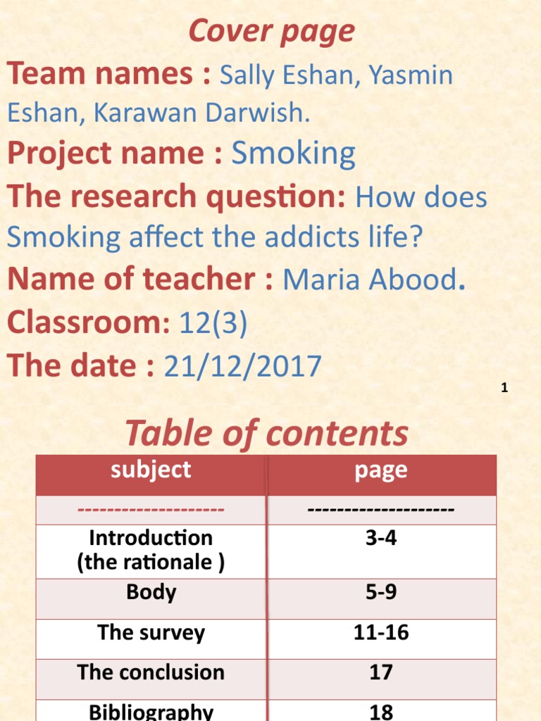 SMOKING Project | PDF | Cigarette | Tobacco Smoking