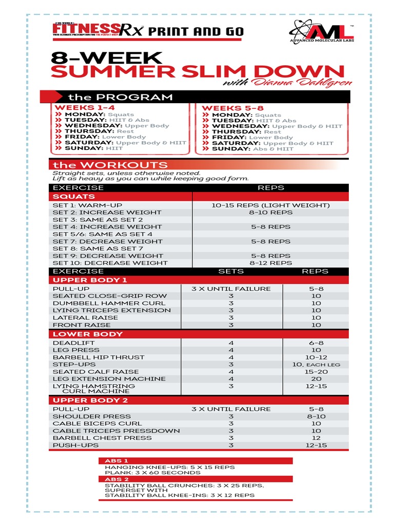 8 Week Summer Slim Down Workout | PDF | Hobbies | Strength Training