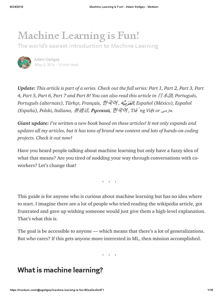 Machine Learning Is Fun | PDF | Machine Learning | Artificial Neural ...