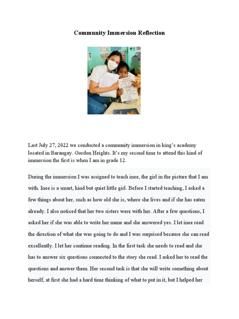 Community Immersion Reflection | PDF