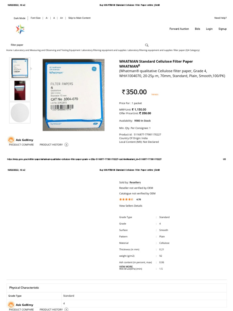 WHATMAN Standard Cellulose Filter Paper Whatman | PDF | Paper