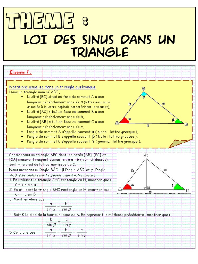 Loi Des Sinus Dans Un Triangle | PDF | Fonction trigonométrique | Triangle