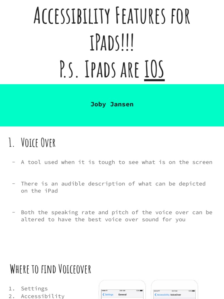Accessibility Features For Ipads P | PDF