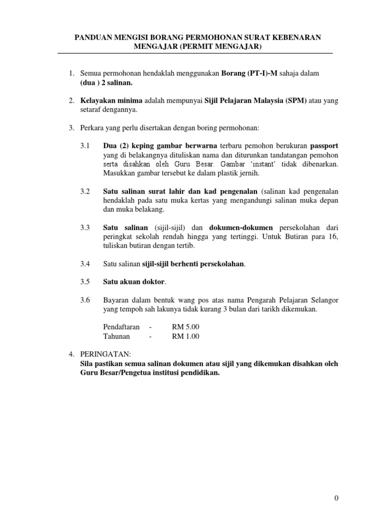Panduan Permohonan Permit Mengajar | PDF