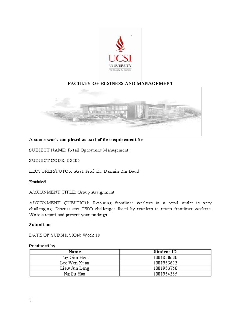 Retail Operation Management Assignment | PDF | Retail | Employment
