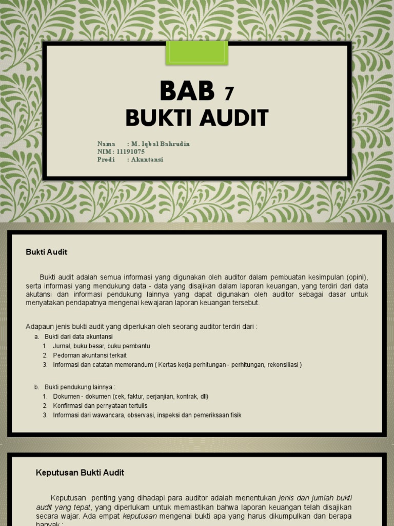Bab 7 Bukti Audit | PDF