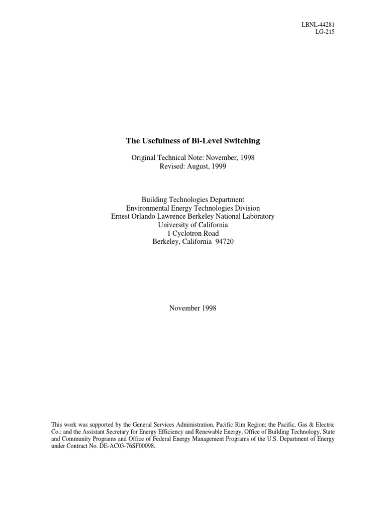 Usefulness of Bi-Level Switching | PDF