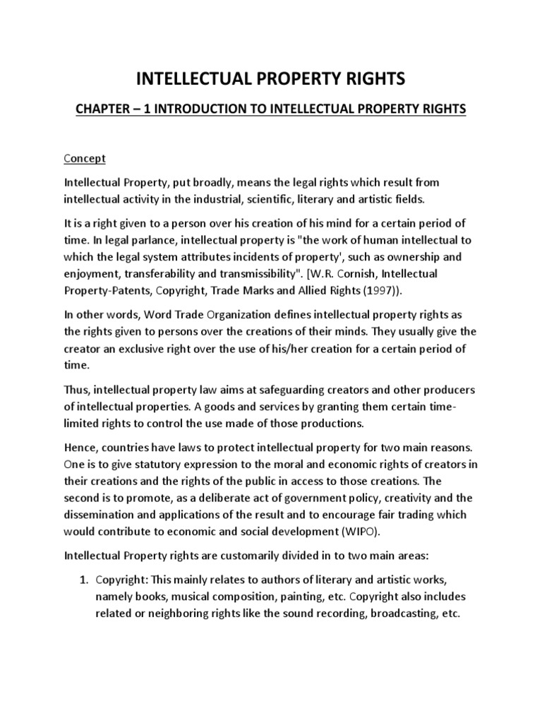 Chapter - 1 Introduction To Intellectual Property Rights | PDF ...
