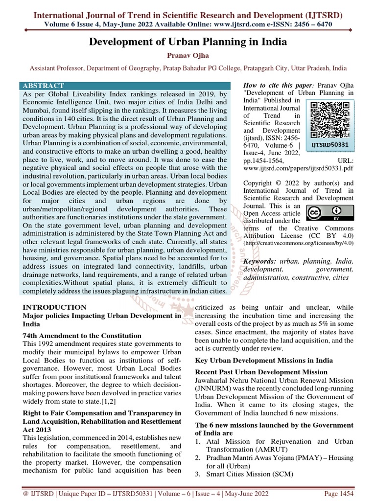 Development of Urban Planning in India | PDF | Economies