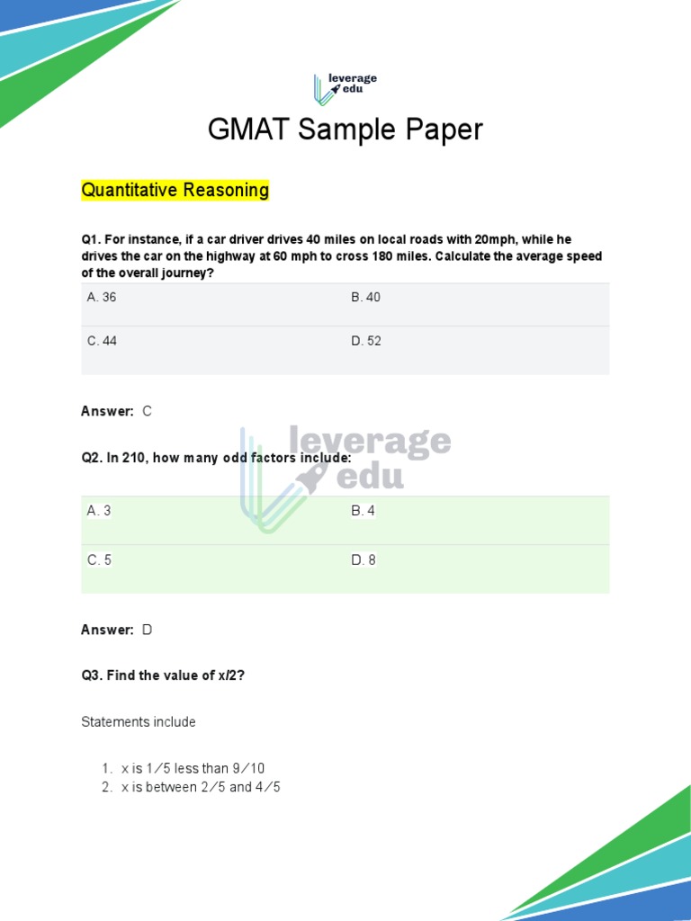 GMAT Sample Paper: Quantitative Reasoning | PDF | Homo | Coffee