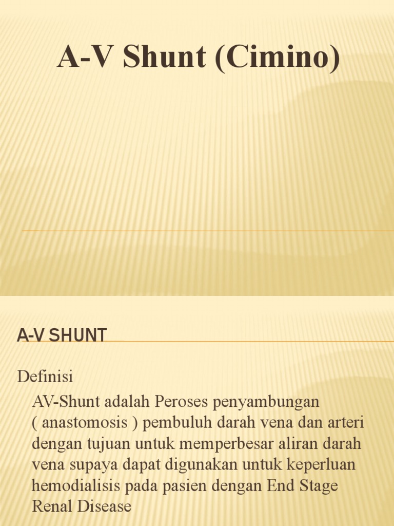Panduan A-V Shunt untuk Hemodialisis | PDF