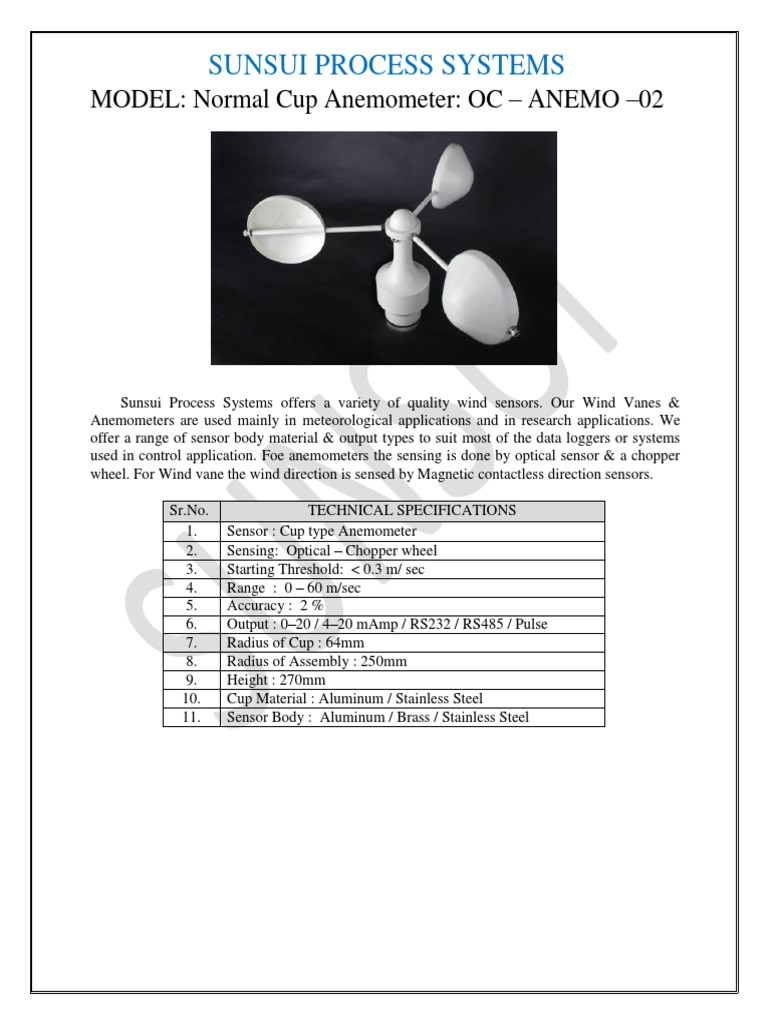 CUP TYPE Anemometer | PDF