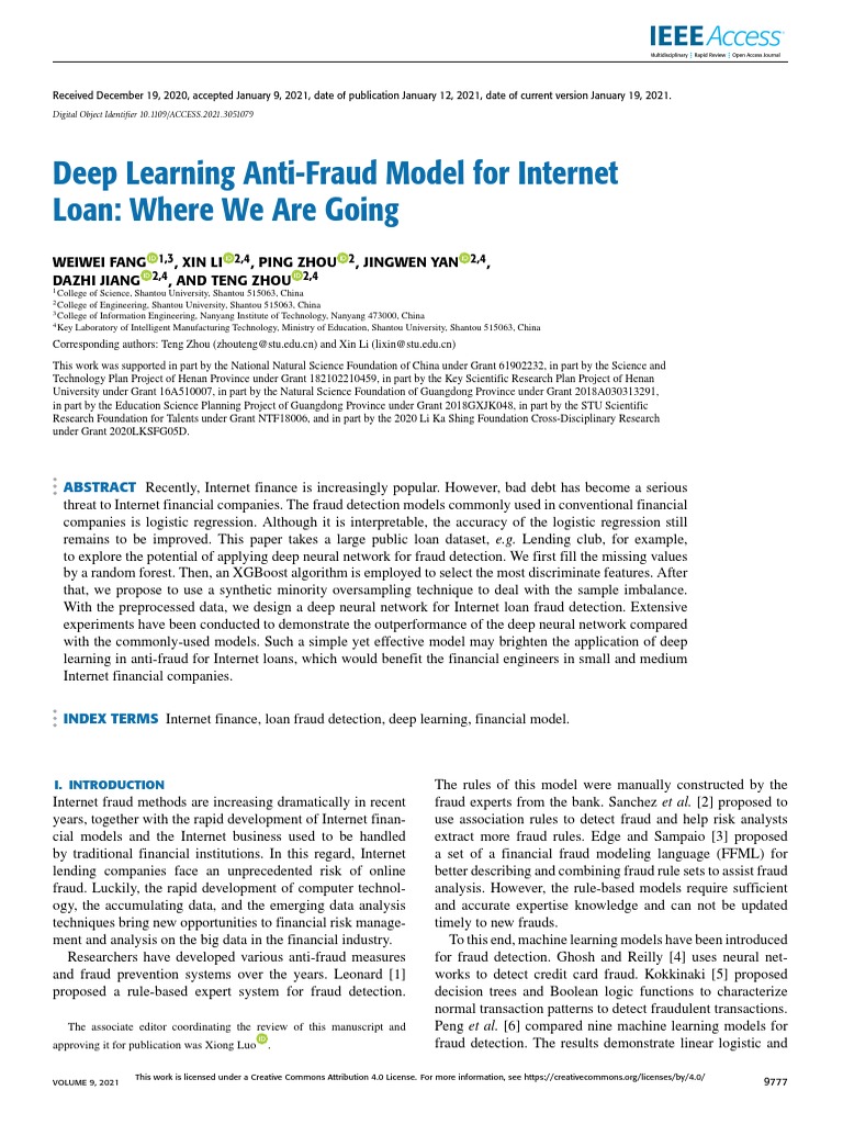 Deep Learning Anti-Fraud Model For Internet Loan: Where We Are Going | Download Free PDF | Deep ...
