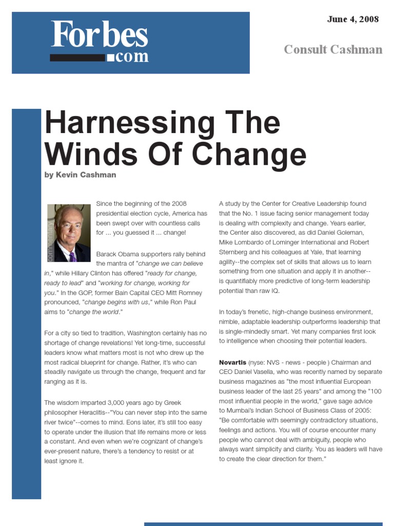 Harnessing The Winds of Change | PDF | Leadership | Strategic Management