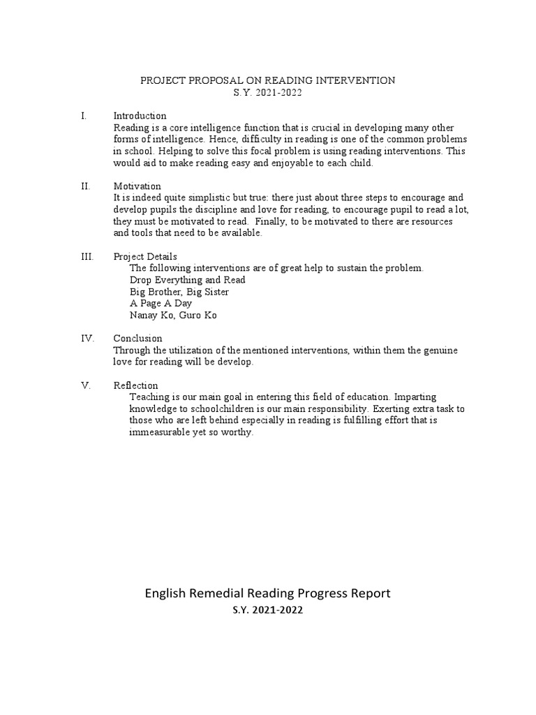 English Remedial Reading Progress Report | PDF | Teachers | Cognitive ...