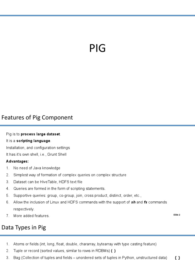 An Introduction to Pig Components, Data Types, Commands, and Multiquery Execution | PDF | Map ...