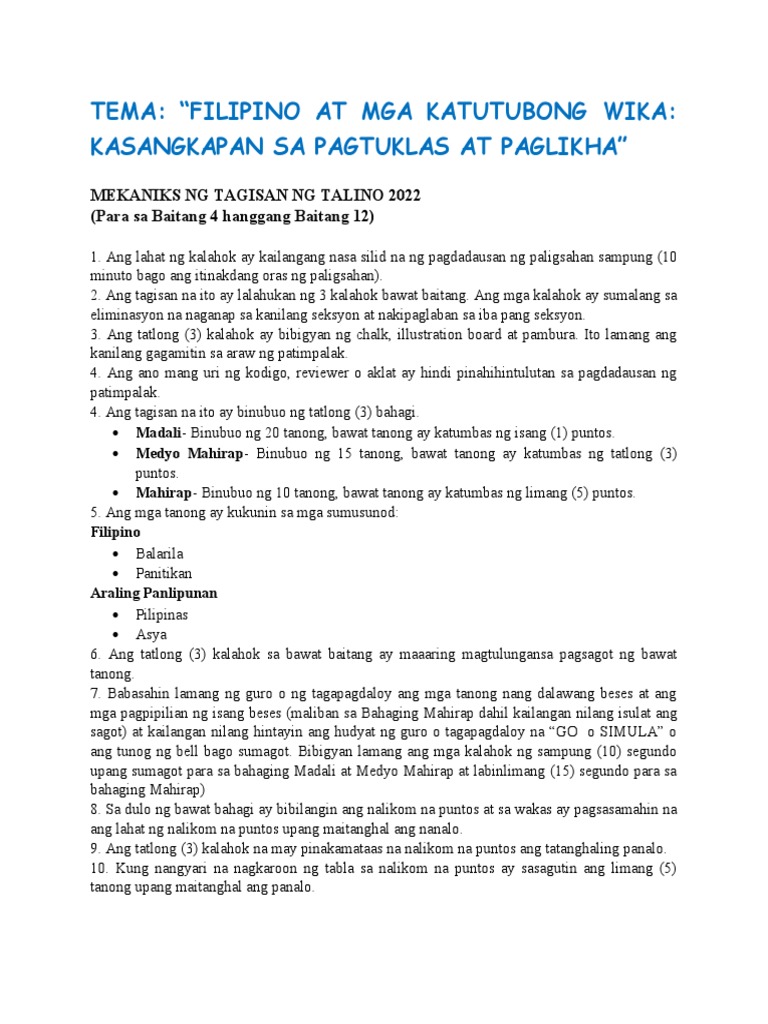 Tagisan Ng Talino | PDF