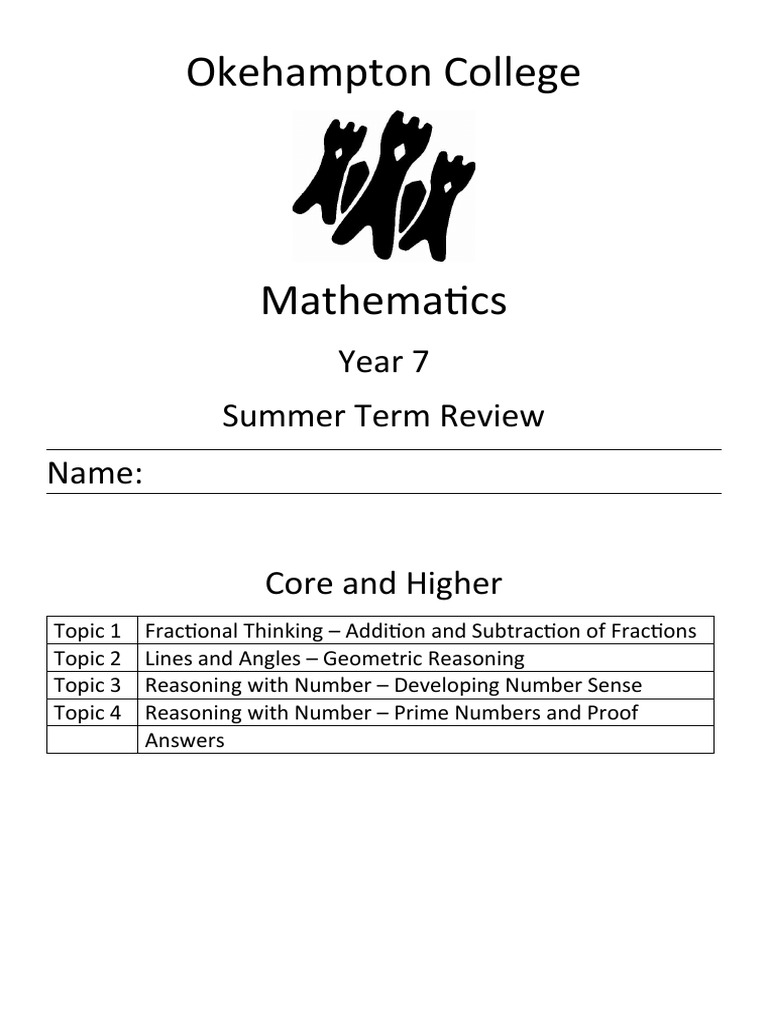 Year 7 Complete Booklet - Not Printing Quality | PDF | Numbers | Triangle