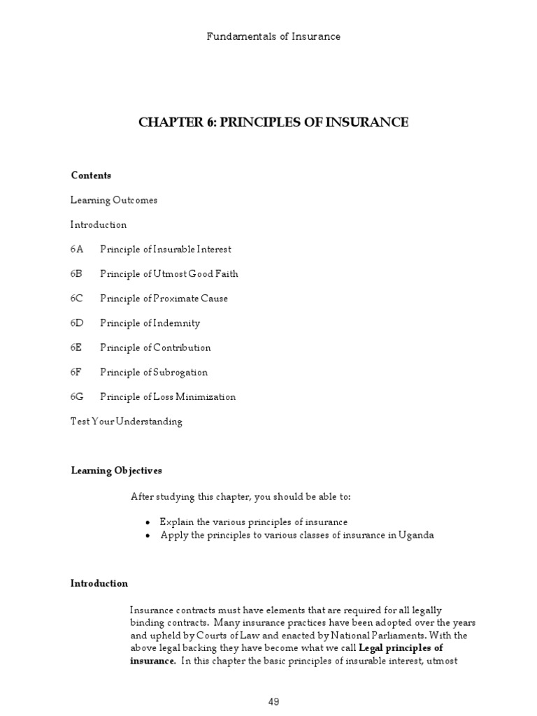 Chapter 6: Principles of Insurance | PDF | Insurance | Indemnity