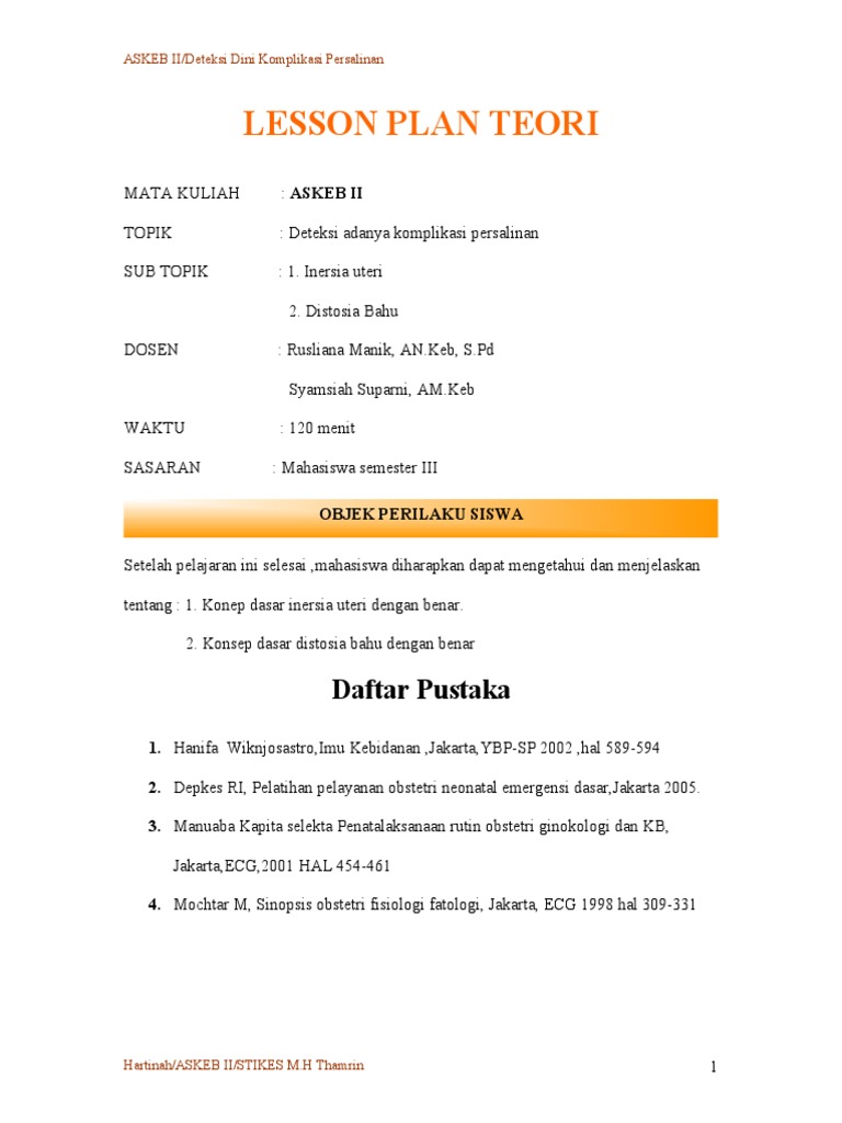 Lesson Plan Teori | PDF