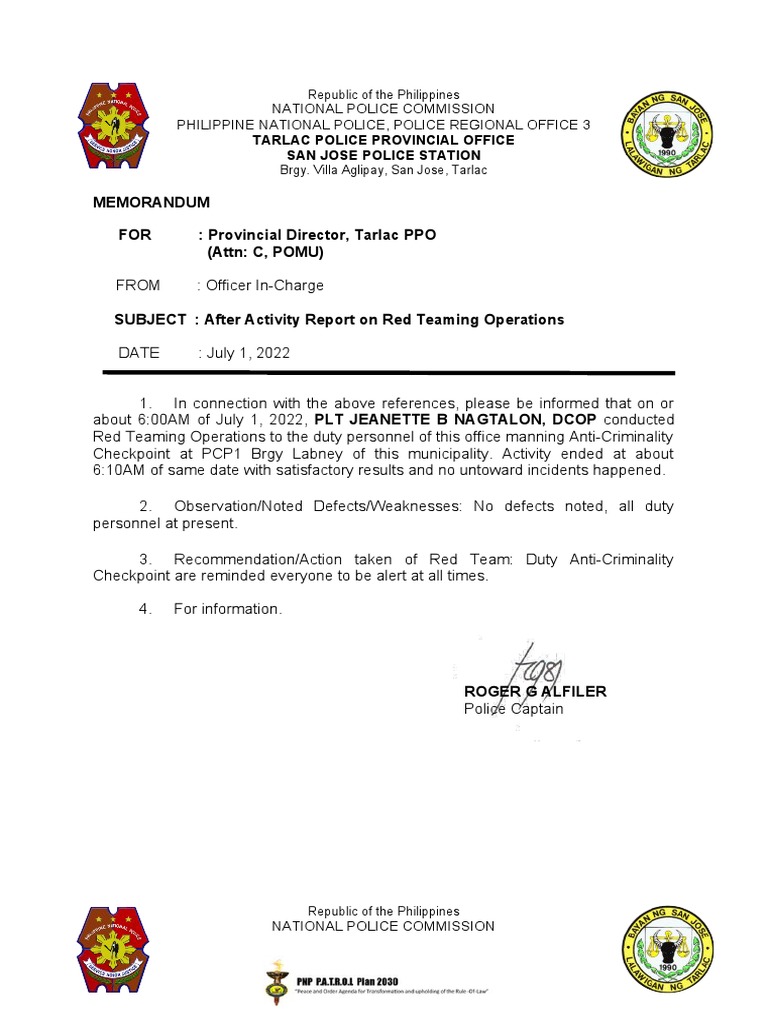 After Activity Report: Red Teaming Ops | PDF