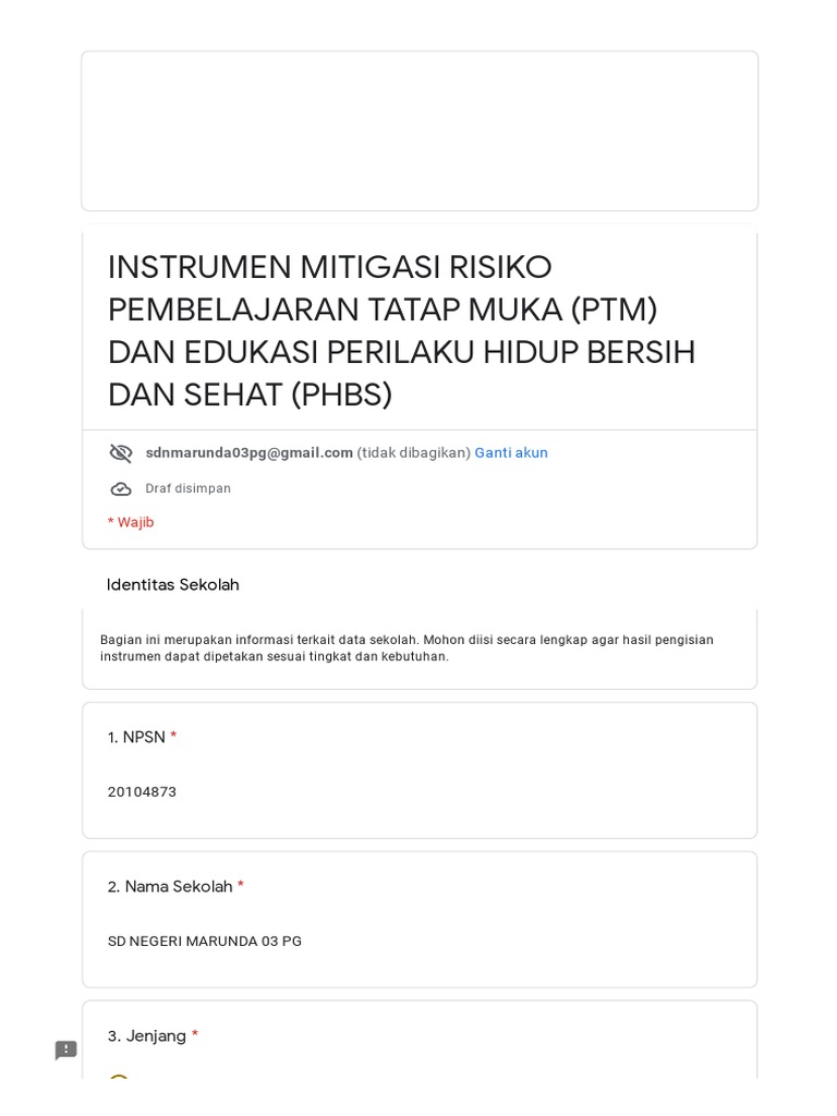 Instrumen Mitigasi Risiko Pembelajaran Tatap Muka (PTM) Dan Edukasi Perilaku Hidup Bersih Dan ...