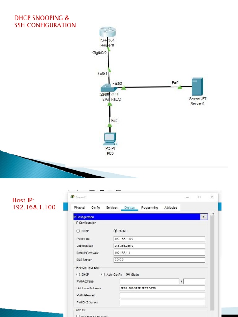 DHCP Snooping and SSH Configuration | PDF
