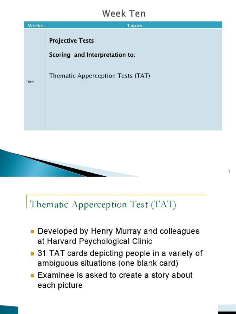 Projective Tests Scoring and Interpretation To: Thematic Apperception ...
