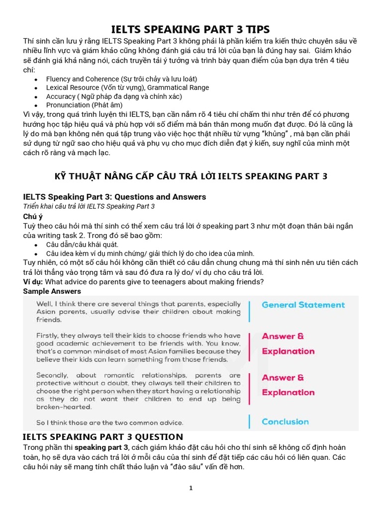Ielts Speaking Part 3 Tips | PDF