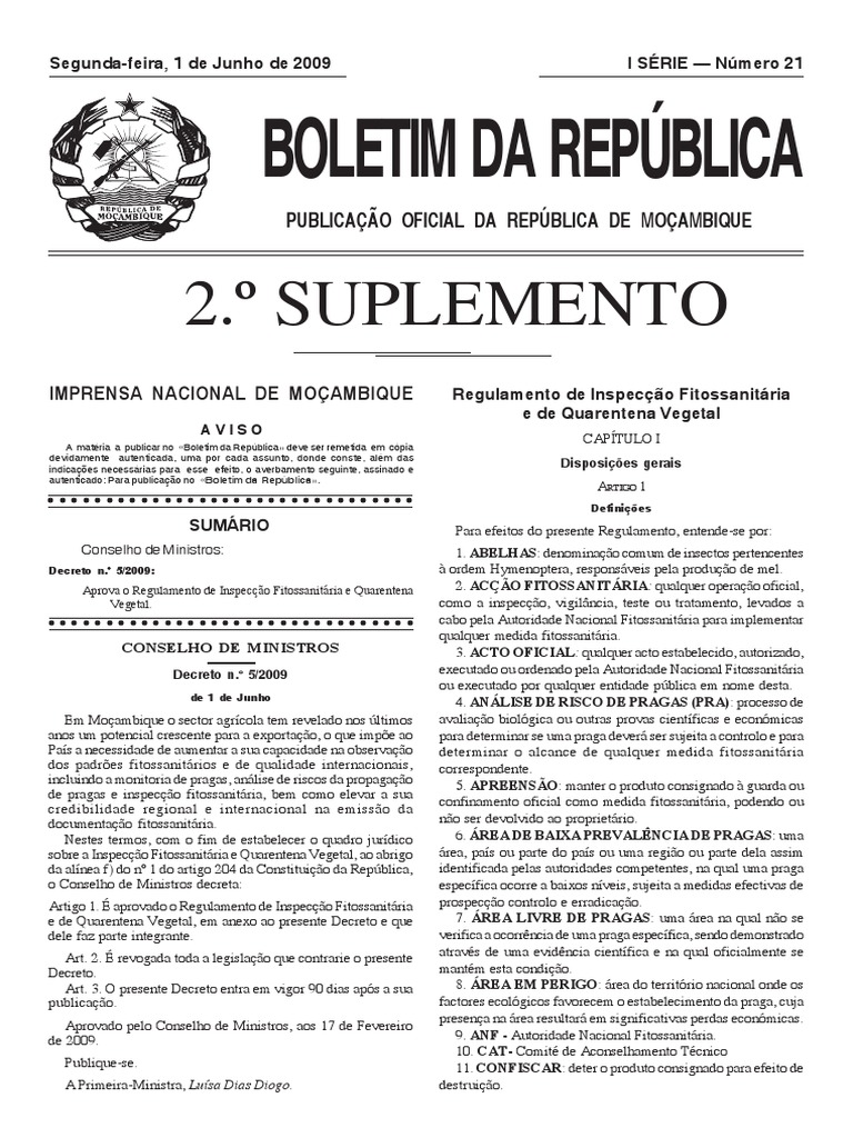 Regulamento de Nspecção Fitossanitaria e Quarentena Vegetal Decreto ...