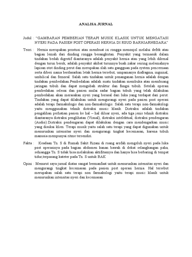 Terapi Musik Klasik Atasi Nyeri Pasca Operasi | PDF