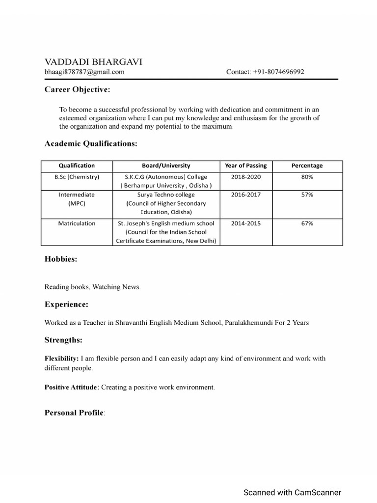 Vaddadi Bhargavi Resume-1 | PDF