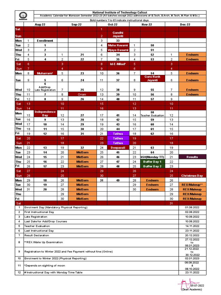 Academic Calendar Monsoon 2022-23 | PDF