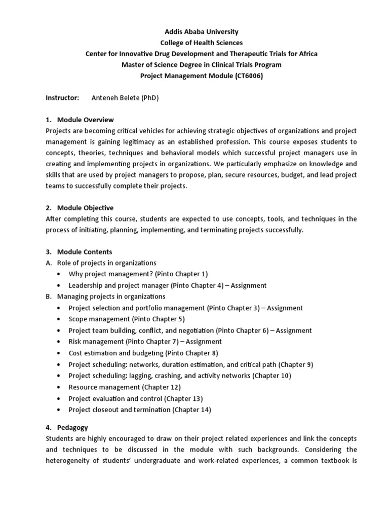 Managing Clinical Trials Projects An Introduction To Key Concepts And