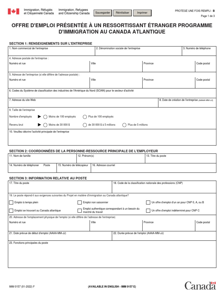 Imm 0157 F | PDF | Canada | Informations