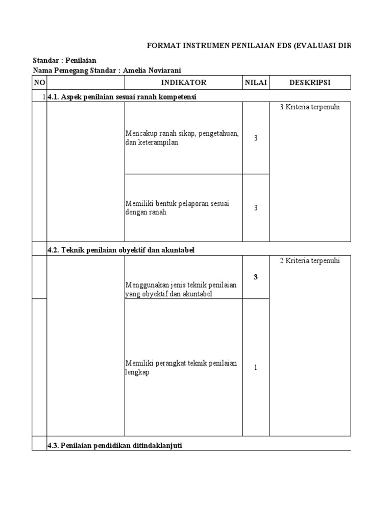 Instrumen Penilaian EDS Sekolah | PDF