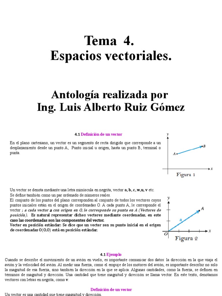 1 Definición de Un Vector | PDF | Vector Euclidiano | Espacio vectorial