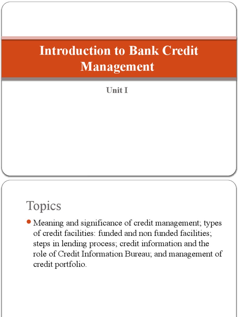 Introduction To Bank Credit Management | PDF | Credit | Finance & Money ...