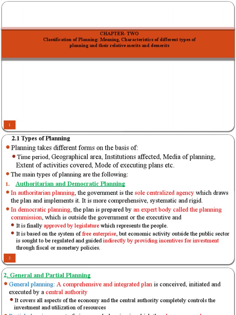 Chapter-Two Classification of Planning: Meaning, Characteristics of ...