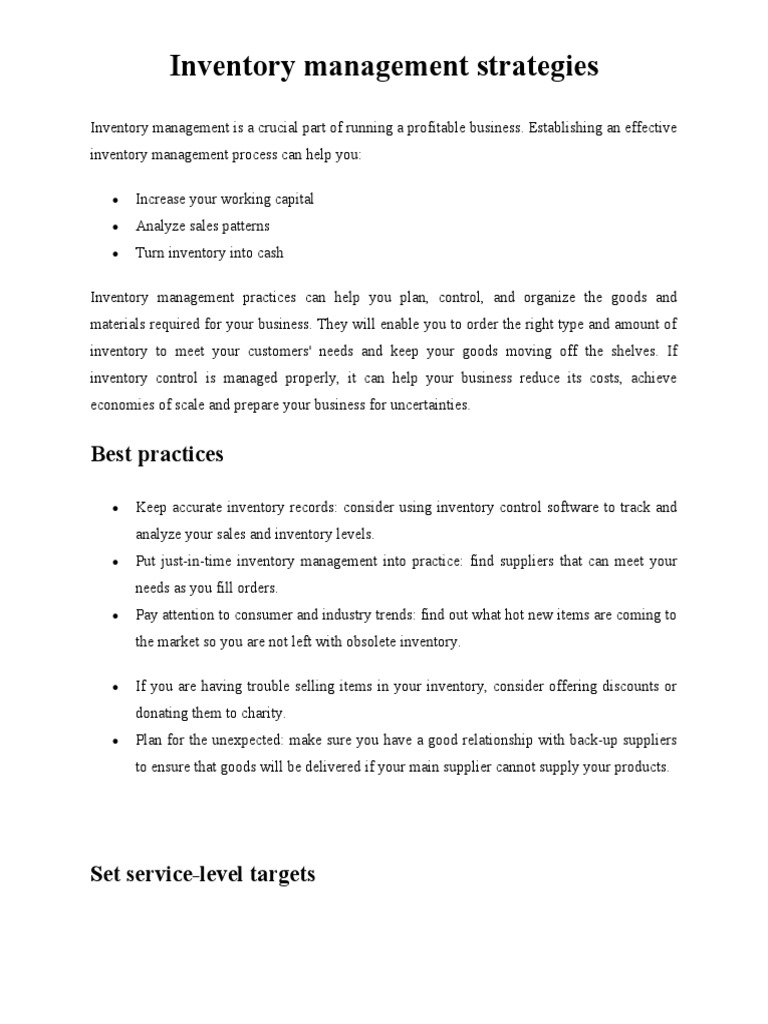 Inventory Management Strategies: Best Practices | PDF | Inventory ...