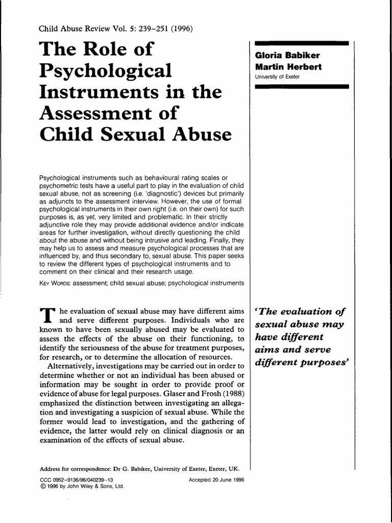 The Role of Psychological Instruments in The Assessmenr of C | PDF ...