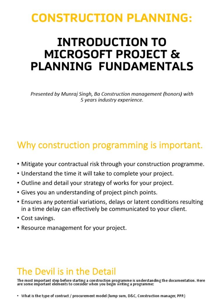 Construction Planning Intro To MSP Planning Fundamentals Slides | PDF ...