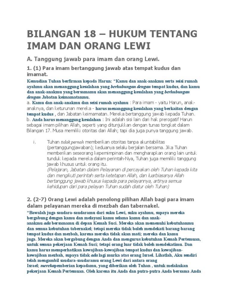 Tanggung Jawab Imam dan Orang Lewi | PDF