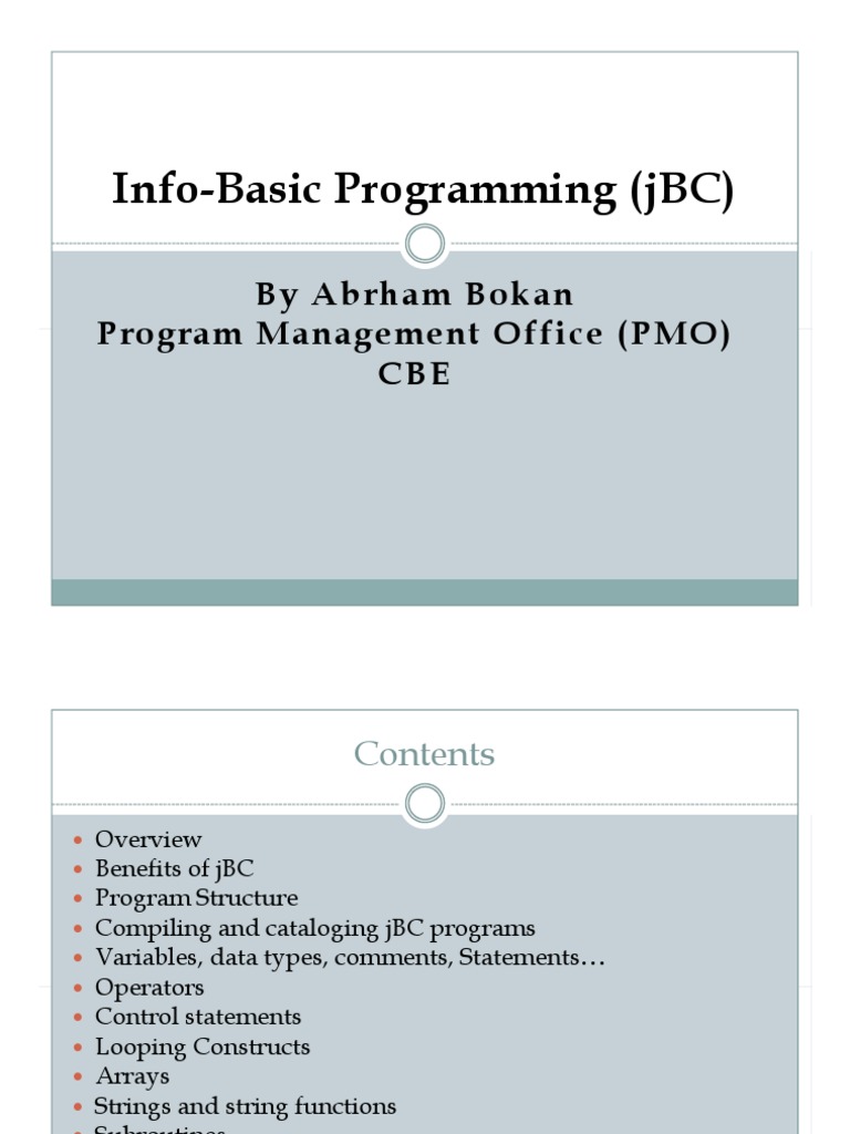 Info-Basic Programming (JBC) AbrhamB | PDF | Control Flow | Computer ...