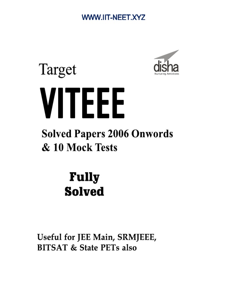 (PDF) Download Disha Target VITEEE 2021 - Past 14 Years (2019 - 2006) Solved Papers + 10 Mock ...